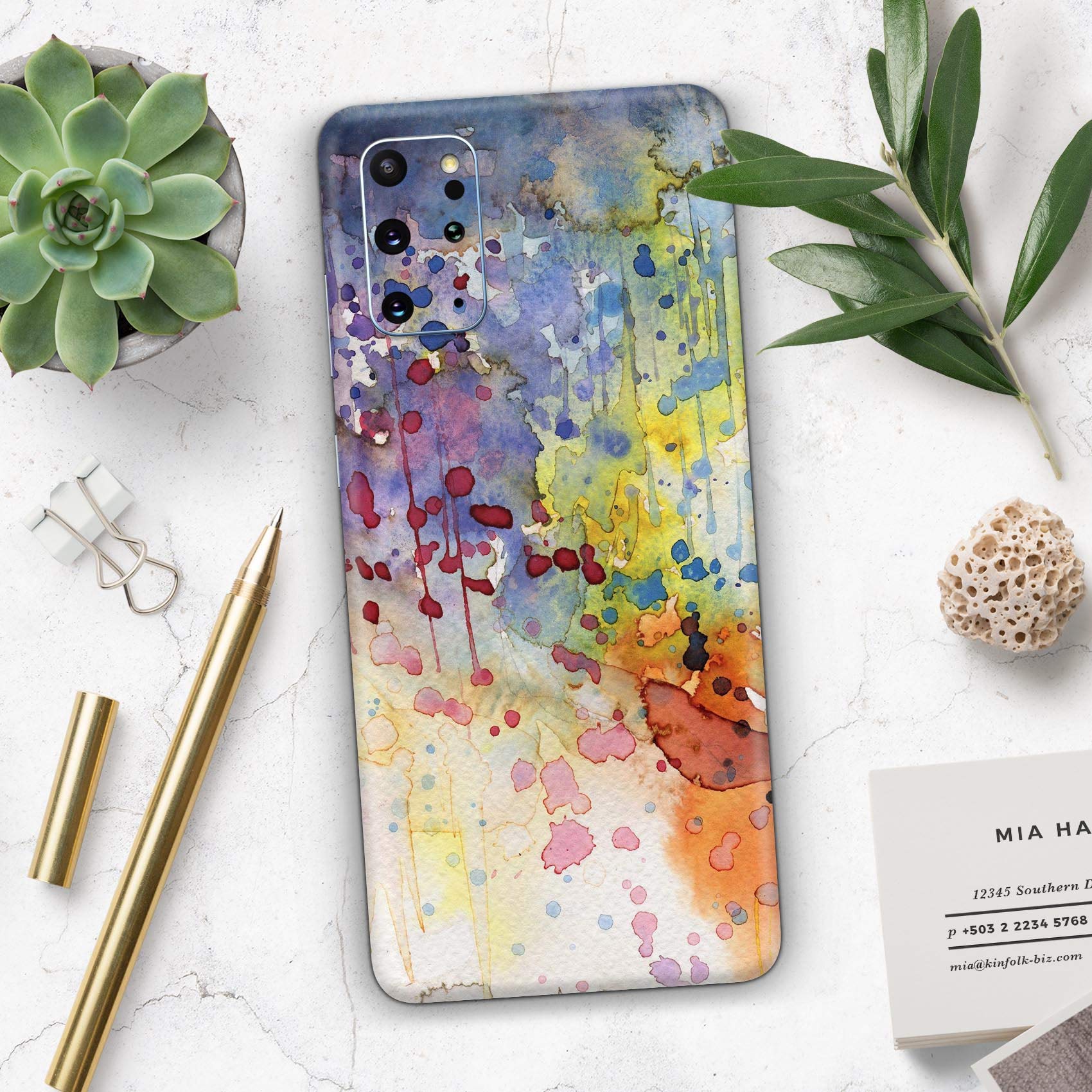 DesignSkinz Watercolor Grunge Setting Protective Vinyl Decal Wrap Skin Cover Compatible with The Samsung Galaxy S20 (Screen Trim & Back Glass Skin)