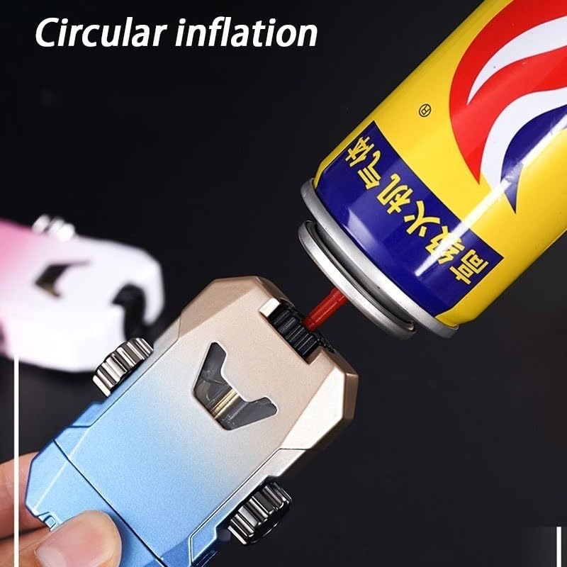 2024 New Gas Lighter, Transparent Gas Window, Double Flame, Reusable, Adjustable Flame Size, Suitable for Boyfriend Girlfriend Father, Daily Use (Color : C3)