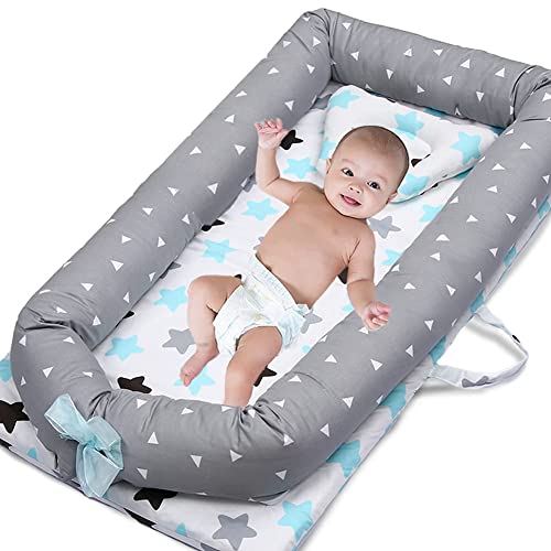 Baby Lounger Cover Baby Nest Cover 100% Cotton Breathable Sleeping Bed Cover for Newborn Nest Co Sleeping Bed Machine Washable (Star)