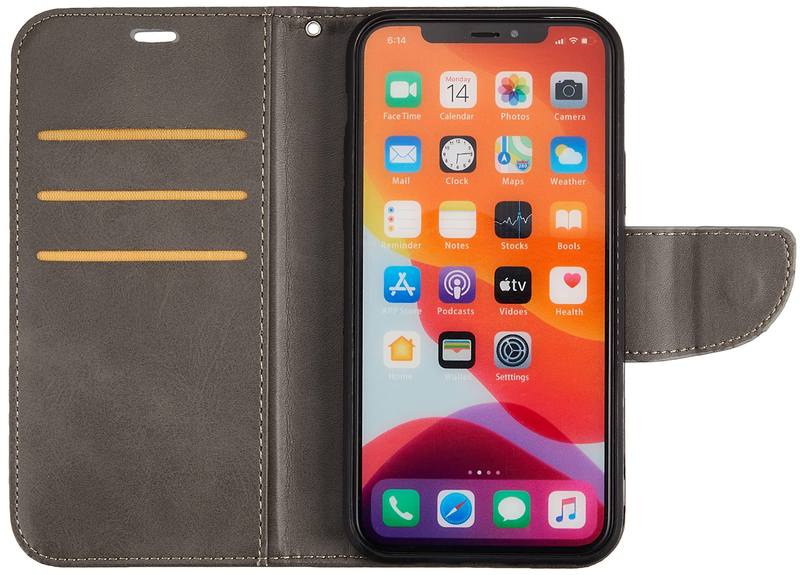 Glow Co., Ltd. iPhone 11 Pro Notebook Type Case with Strap, Gray, Tempered Glass & Stylus Pen Included 406-2-01