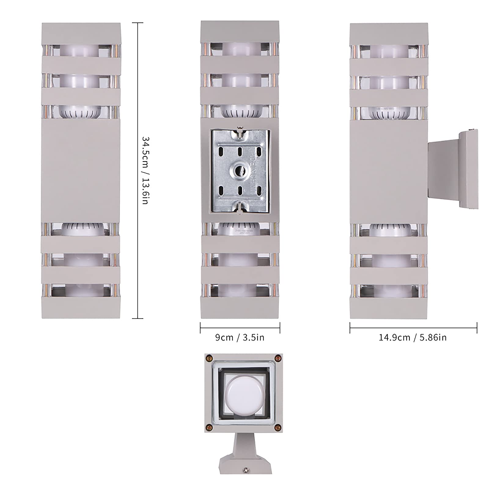 AOZBZ Modern Outdoor Wall Light, Waterproof Wall Mount Light Fixtures, Up Down Dual Head Lighting Source, Porch lights for Courtyard Garden Corridor (2 pack)