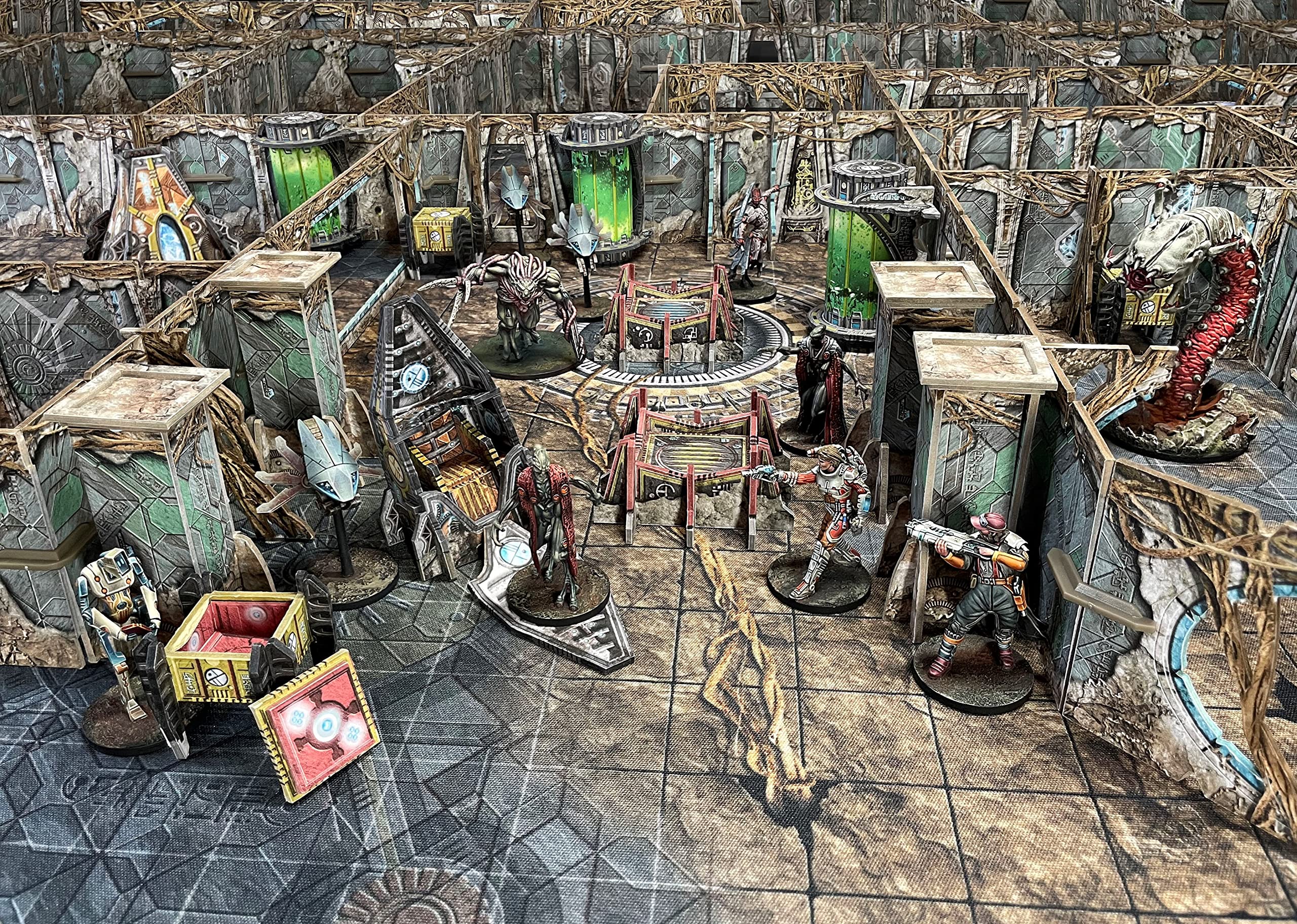 Battle Systems - Modular Tabletop 3D Gaming Sci-Fi Terrain - Perfect for 28mm-35mm Miniatures and Figures - No Painting Required - Science Fiction Aliens 40K Wargame - (Alien Catacombs)