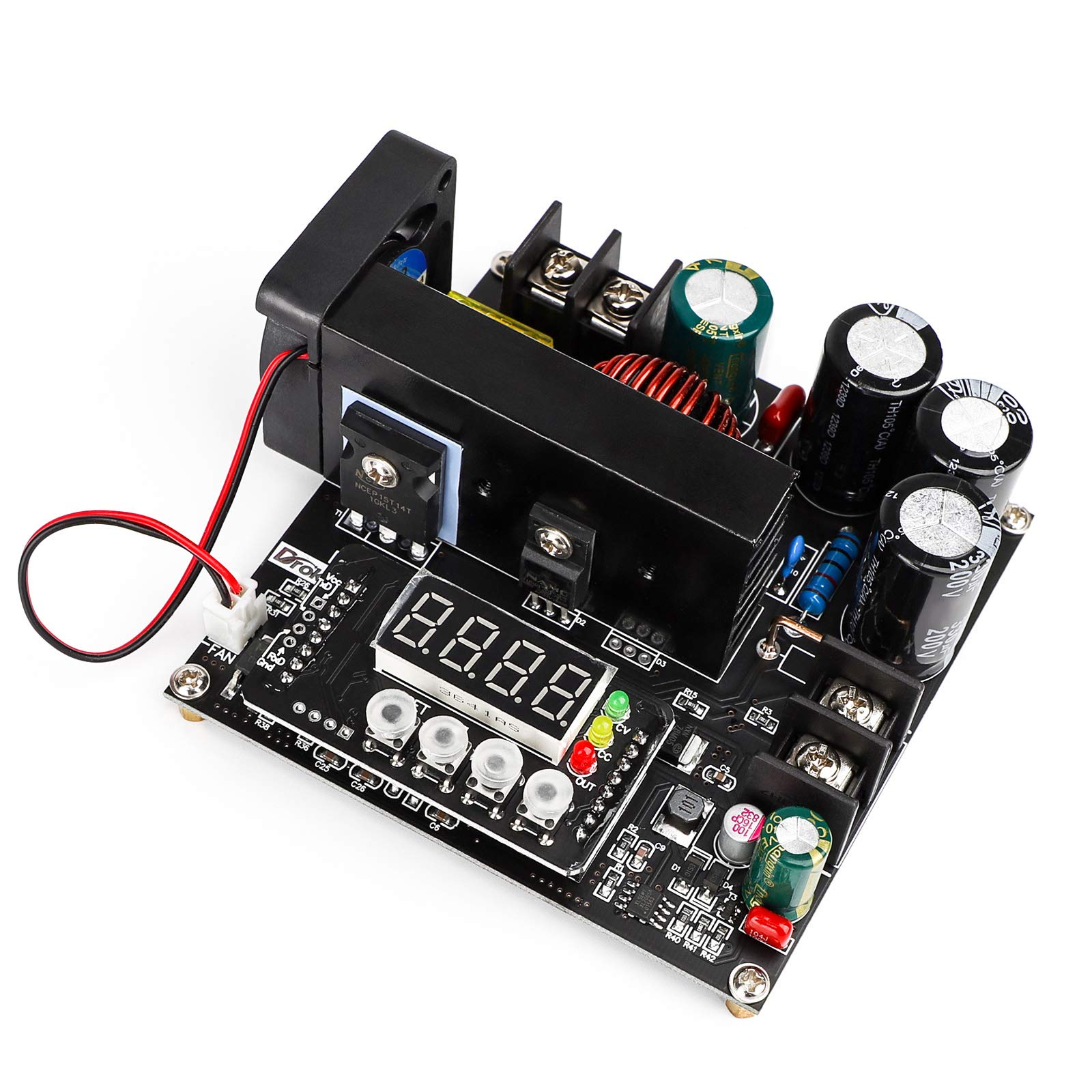 DROK DC Boost Converter 900W, 8-60V to 10-120V 15A Step Up Converter Adjustable Voltage Regulator Output 48V 24V 12V Power Supply with LED Display Cooling Fan