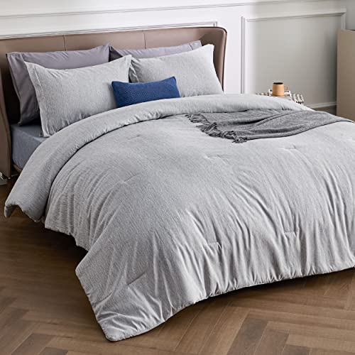Bedsure White Quilt Queen Size and Queen Comforter Set Grey, Soft Quilt Bedding Set for All Seasons
