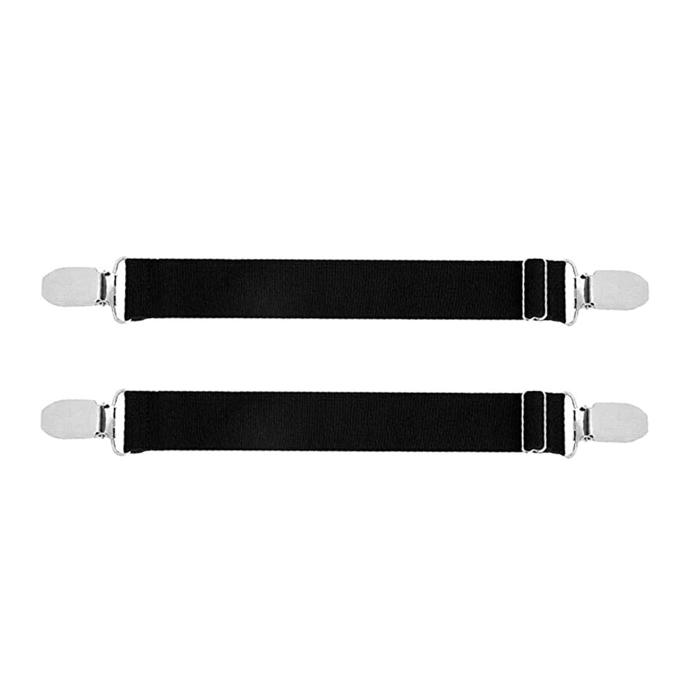 2Pcs Adjustable Boot Strap 7.8 Inch Elastic Boot Clips Strong Pant Stirrups Leg Straps Mitten Glove Clips for Women Men Kids Adults Multi-Purpose Bed Sheet Sofa Motorcycle Bike Riding Strap ,Black