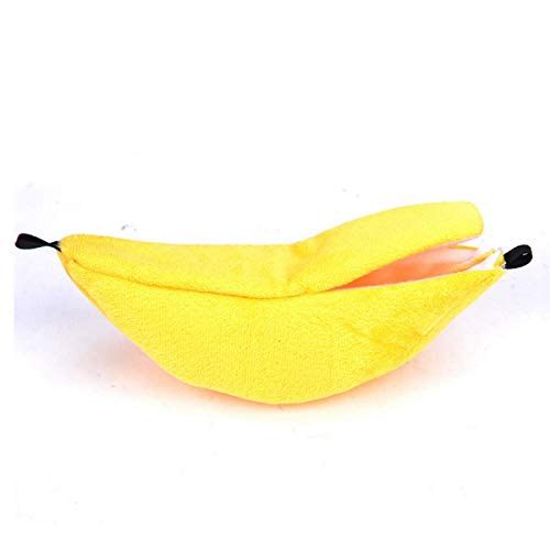 Halloluck 2 Pack Banana Warm Hamster Bed House Hammock Small Animal Warm Bed House Cage, Yellow and Green