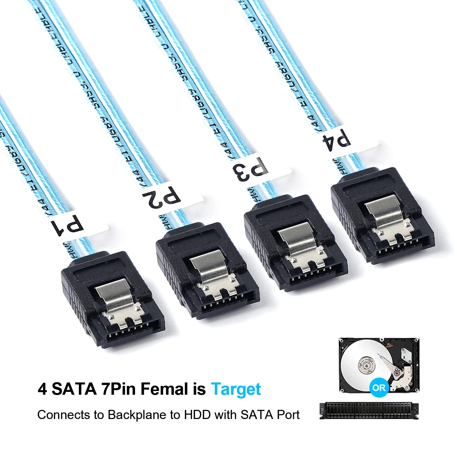 ADCAUDX 2Pack Mini SAS to SATA Cable: 0.5M SFF-8087 to SATA Mini SAS Breakout Cable SFF8087 to SATA Mini-SAS to SATA SAS to SATA Breakout(1.6FT)