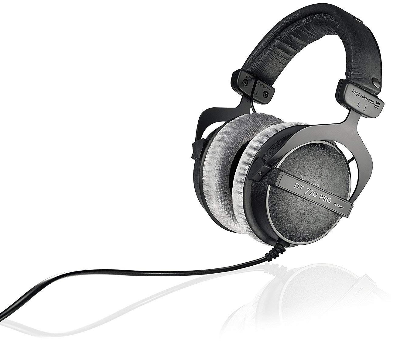 beyerdynamic DT 770 PRO Headphones (250 Ohm) Bundle with Hard Shell Headphone Case and Wooden Headphone Stand (3 Items)