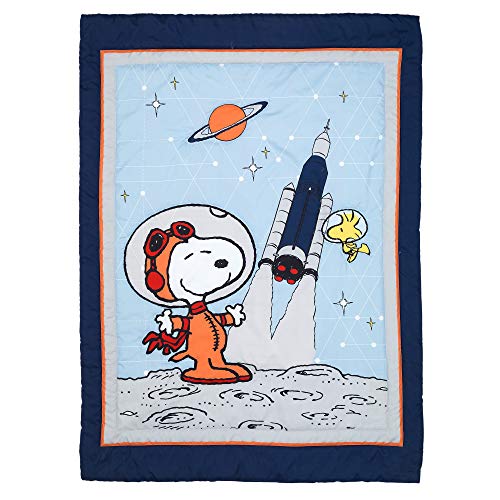 Bedtime Originals Astronaut Snoopy 4-Piece Navy/Blue Space Toddler Bedding Set