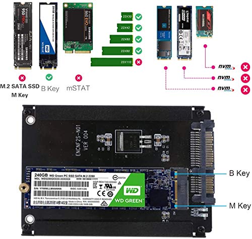 BEYIMEI M.2 NGFF to SATA Adapter Card, B-M Key, Supports 2230, 2242, 2260, 2280mm M.2 SSDs