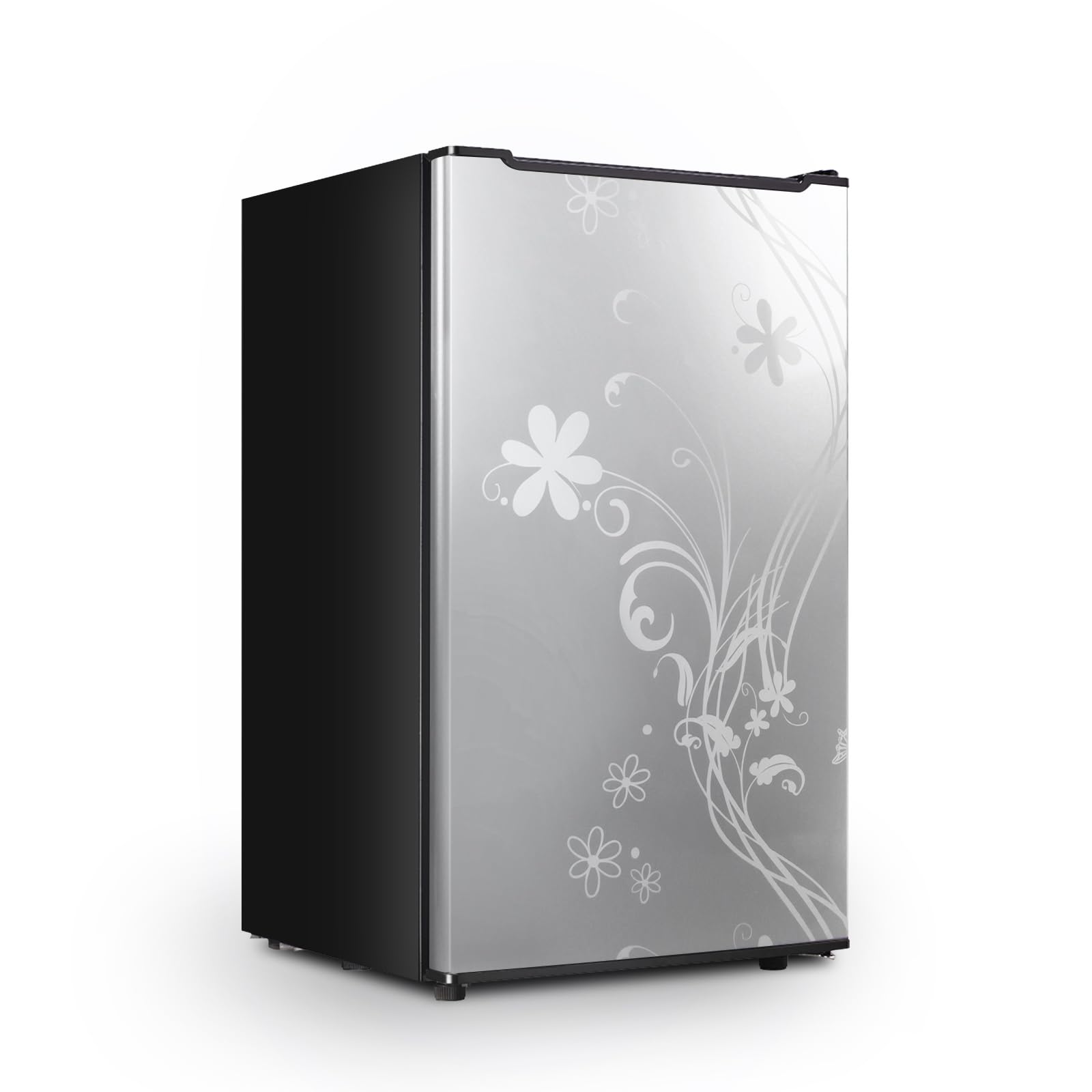 3.5 Cu.ft Compact Upright Freezer with Reversible Single Door,Three Freeze Shelves Mini Freezer with Adjustable Thermostat for Home/Kitchen Freezer Door with Pattern