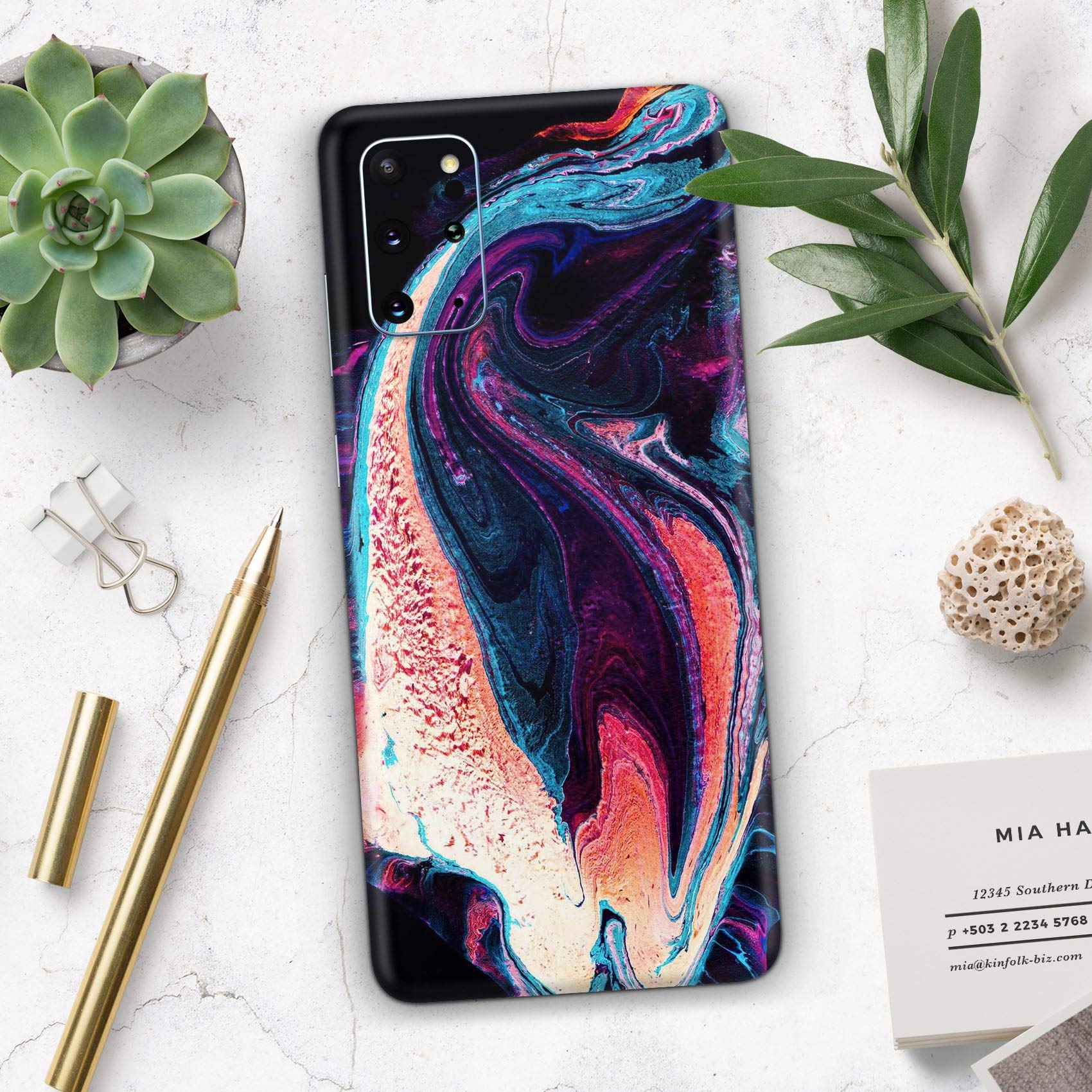 DesignSkinz Liquid Abstract Paint V38 Protective Vinyl Decal Wrap Skin Cover Compatible with The Samsung Galaxy S20 (Screen Trim & Back Glass Skin)