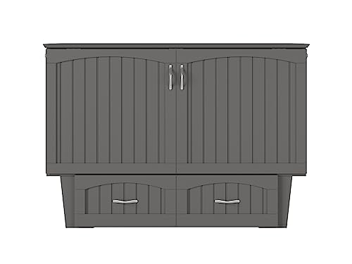 AFI, Nantucket Murphy Bed Chest with 6 inch Memory Foam Folding Matttress, Built-in Charging Station and Storage Drawer, Full, Grey