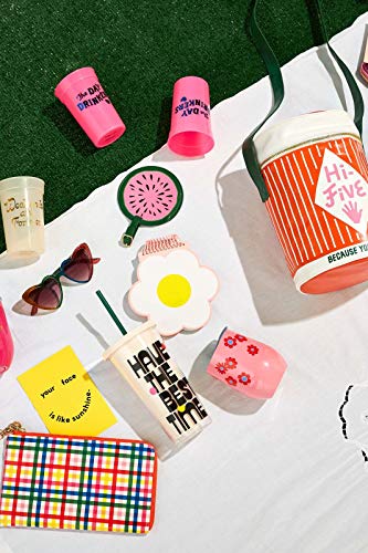 Ban.do Getaway Circle Suitcase Tag for Travel, Durable Vegan Leather Luggage Identifier, Watermelon