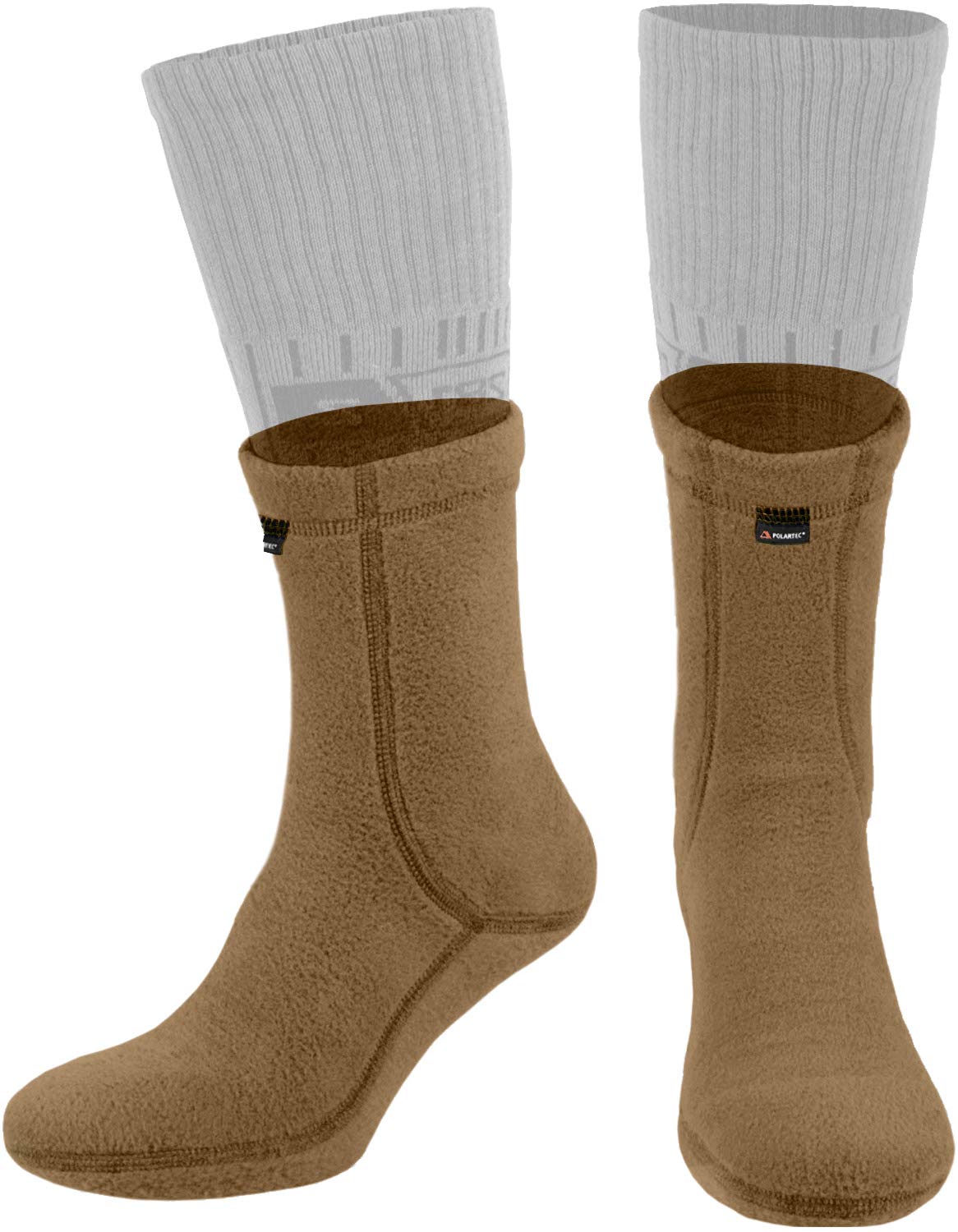 281Z Hiking Warm 6 inch Boot Liner Socks - Military Tactical Outdoor Sport - Polartec Fleece Winter Socks (Medium, Coyote Brown)
