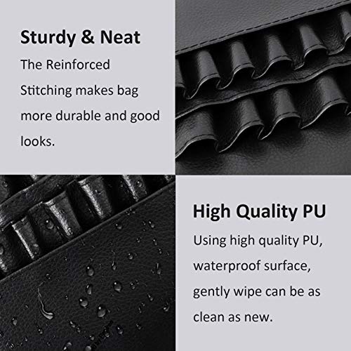 goldwheat Makeup Brush Belt Professional 26 Pockets With Artist Strap, Portable Foldable Cosmetic Pouch For Women