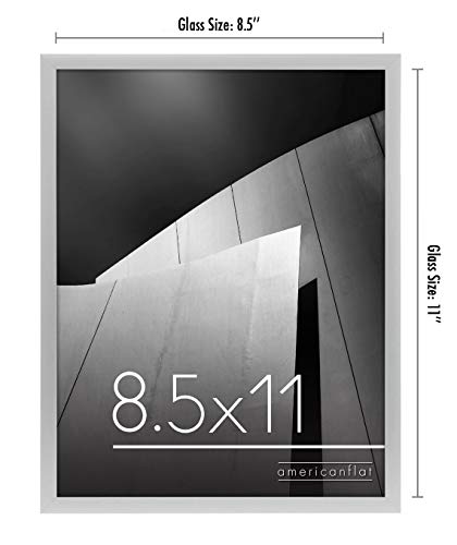 Americanflat 8.5x11 Picture Frame in Silver - Thin Border Frame with Shatter Resistant Glass - Horizontal and Vertical Formats for Wall and Tabletop