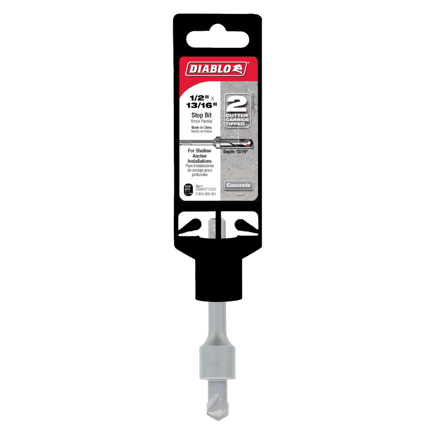 Diablo SDS-Plus 2-Cutter Carbide-Tipped Hammer Stop Bit - 1/2" Diameter, 13/16" Working Length - DMAST1020
