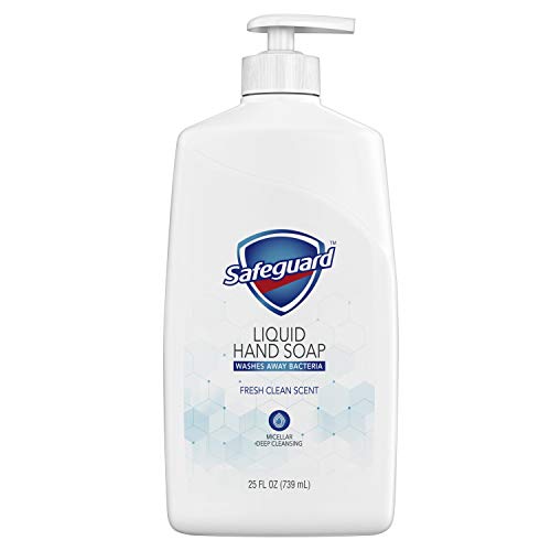 Safeguard Liquid Hand Soap, Washes Away Bacteria, Micellar Deep Cleansing, Fresh Clean Scent, 25 Oz (Pack of 4)