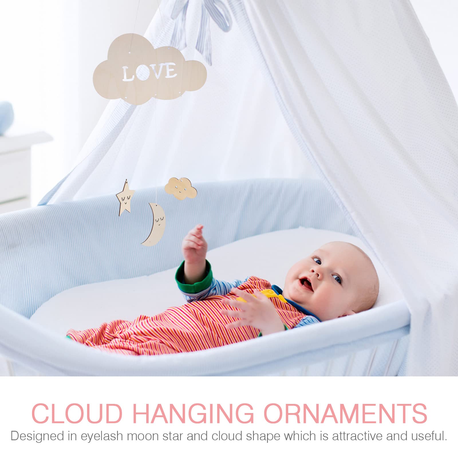 BESTOYARD Nursery Ceiling Mobile Clouds Moon Stars Ceiling Hanging Decorations for Baby Shower Baby Nursery Room