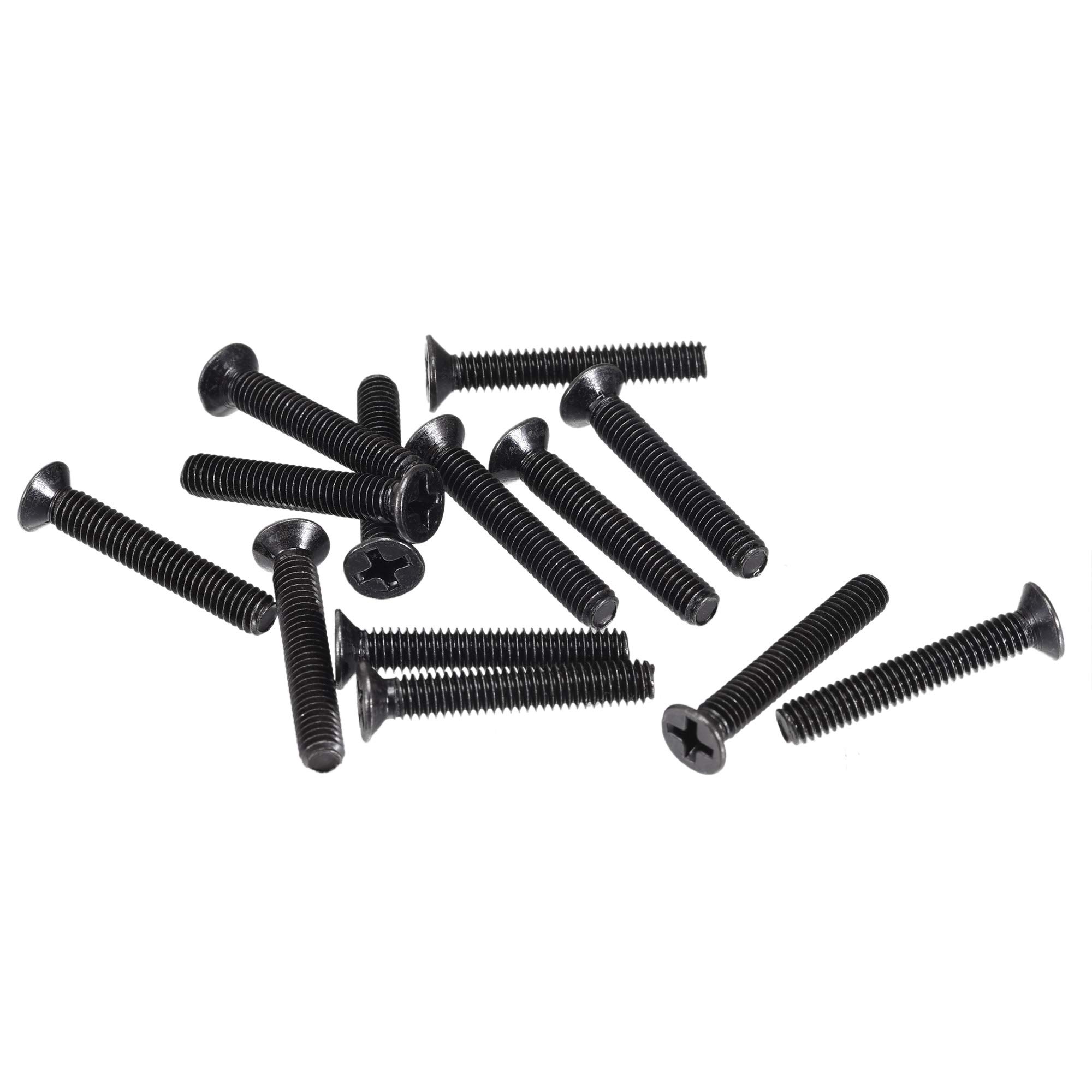 uxcell M4 x 25mm Phillips Screw Fastener Black for Laptop PC TV Fan Switch 50pcs