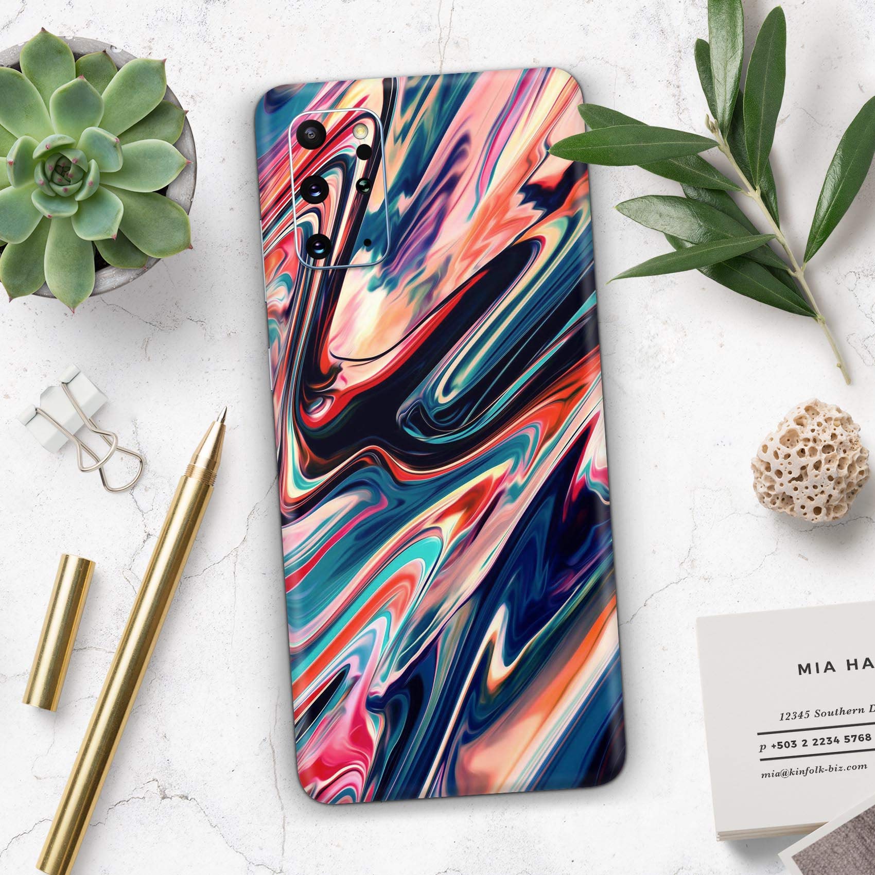DesignSkinz Liquid Abstract Paint Remix V8 Protective Vinyl Decal Wrap Skin Cover Compatible with The Samsung Galaxy S20 (Screen Trim & Back Glass Skin)