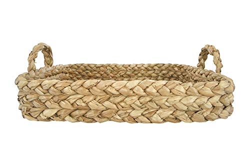 Bloomingville Decorative 22" L Handwoven Seagrass Tray with Handles Basket, Brown