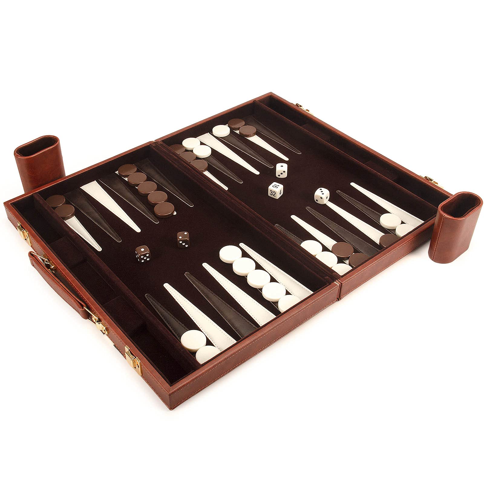 AMEROUS Backgammon Set, 15'' Folding Classic Board Game with Leather Case, Gift Package, Instruction, Portable Travel Strategy Backgammon Game Set for Adults, Kids