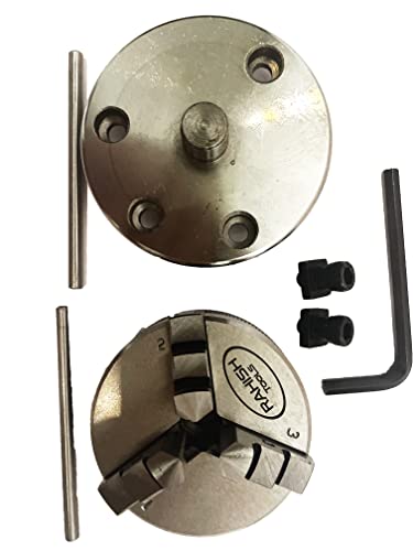 3" inches (75mm) 4 slots Horizontal and Vertical (H/V) Rotary Table with 65mm 3 Jaws Self Centering Chuck with Back Plate and T-nuts for Milling Engineering Tools