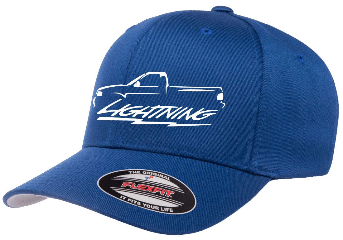 1999-04 Ford SVT Lightning F150 Pickup Truck Classic Outline Design Flexfit 6277 Athletic Baseball Fitted Hat Cap Royal L/XL