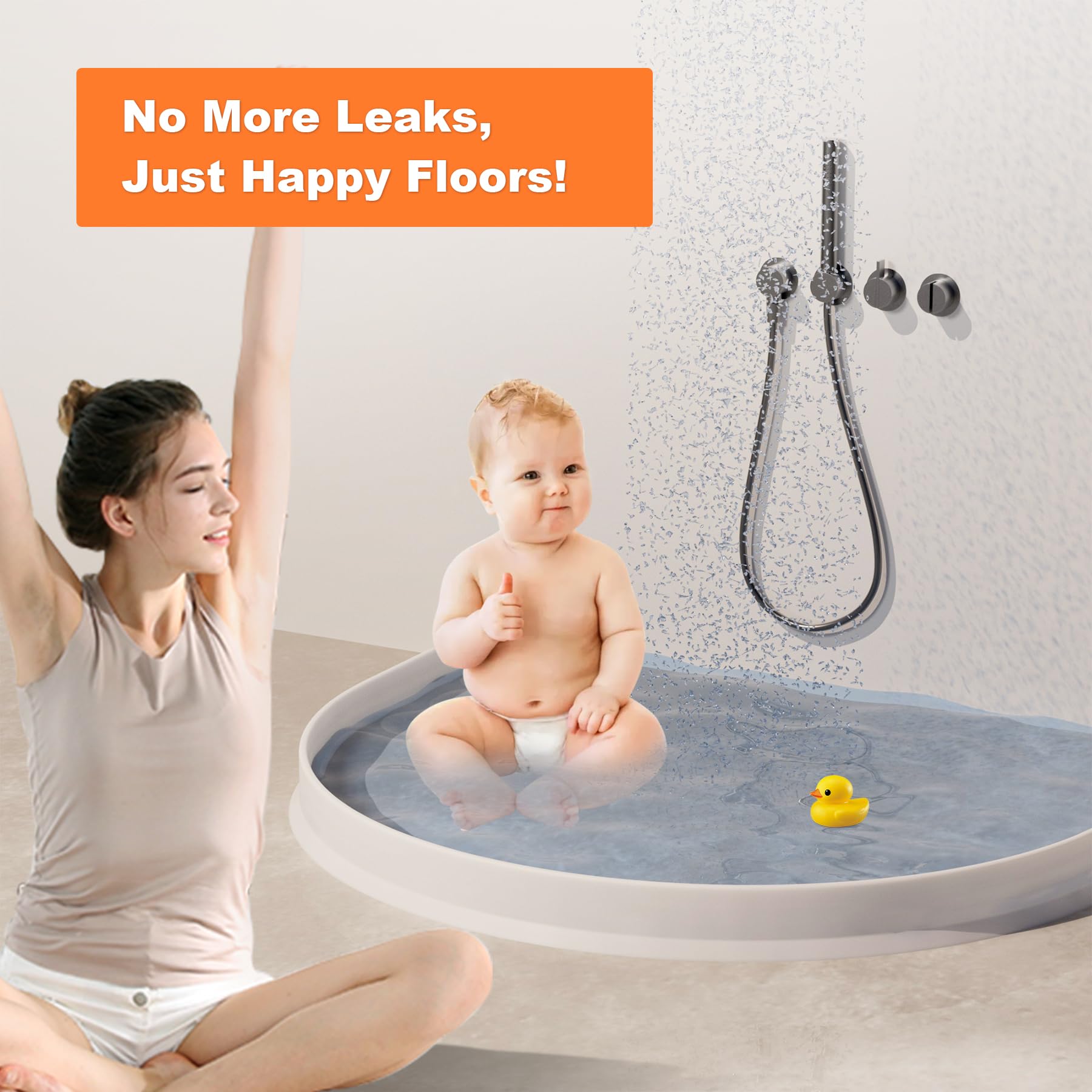 3.8" High Shower Threshold Water Dam Collapsible 70 Inch Shower Water Splash Guard for Shower Water Blocker for Wet and Dry Separation Bathroom and Kitchen
