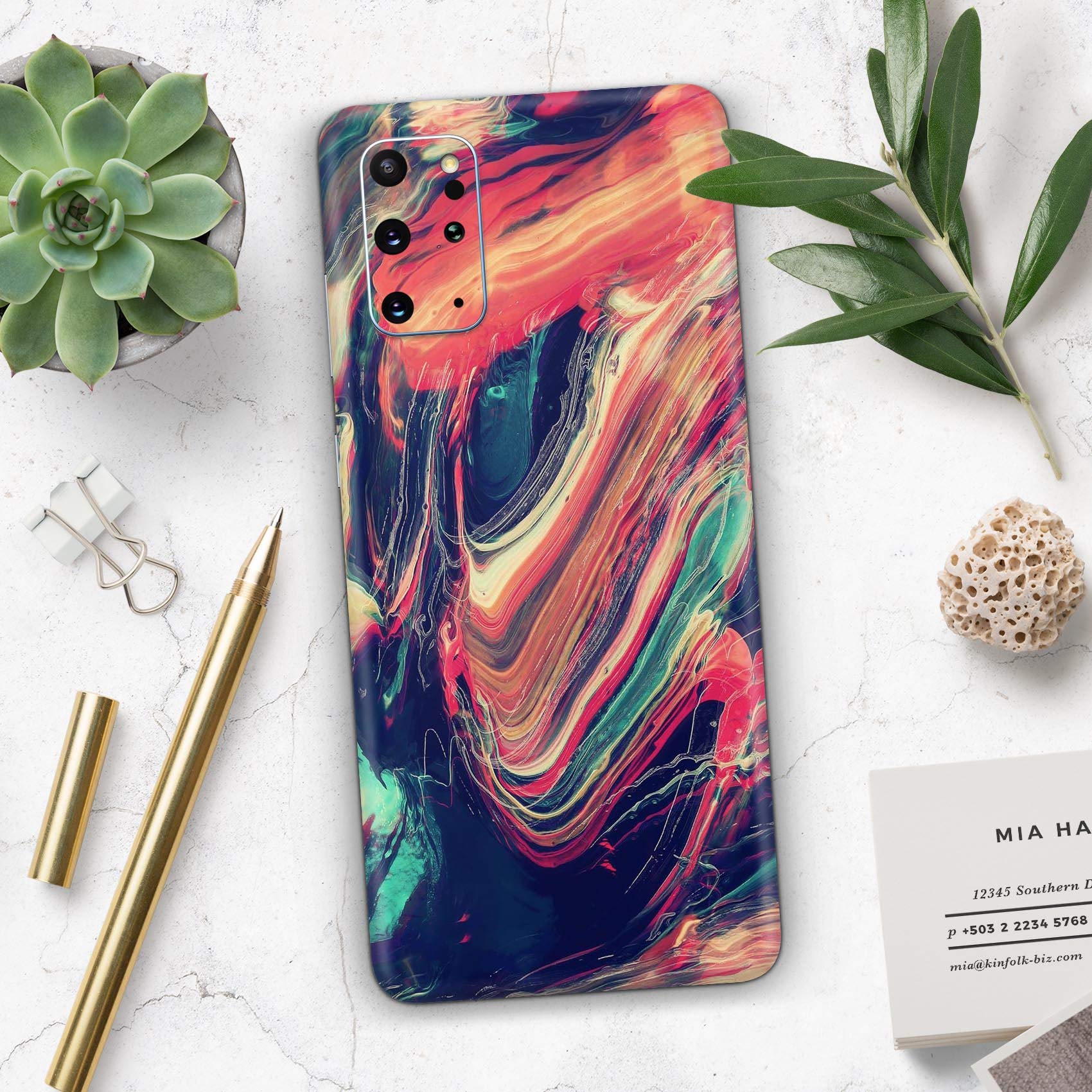 DesignSkinz Liquid Abstract Paint Remix V10 Protective Vinyl Decal Wrap Skin Cover Compatible with The Samsung Galaxy S20 (Screen Trim & Back Glass Skin)