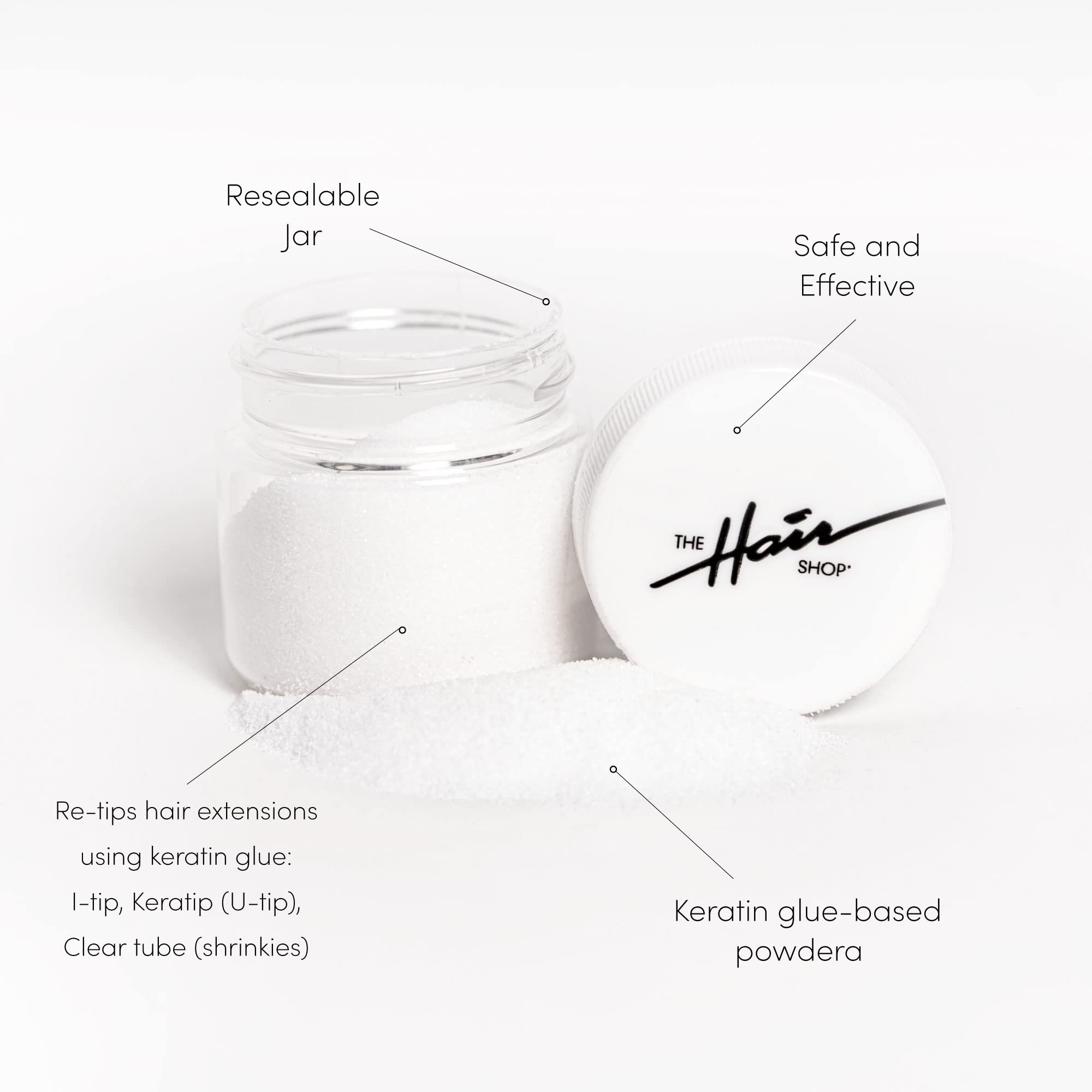 28g Hair Extension Keratin Glue Powder for Hot Fusion, K Tip, U-Tip, I-Tip, Keratip, Shrinkies Extensions Tool for Re-Tipping Hair Extensions for Reuse and Reinstallation