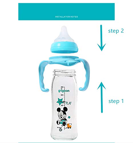 Bottle Handles Grips Compatible with Pigeon 2nd Generation Silicone Coating Nursing Bottle, Pack of 2, Color may be vary (Not for Pigeon 3rd Bottle)