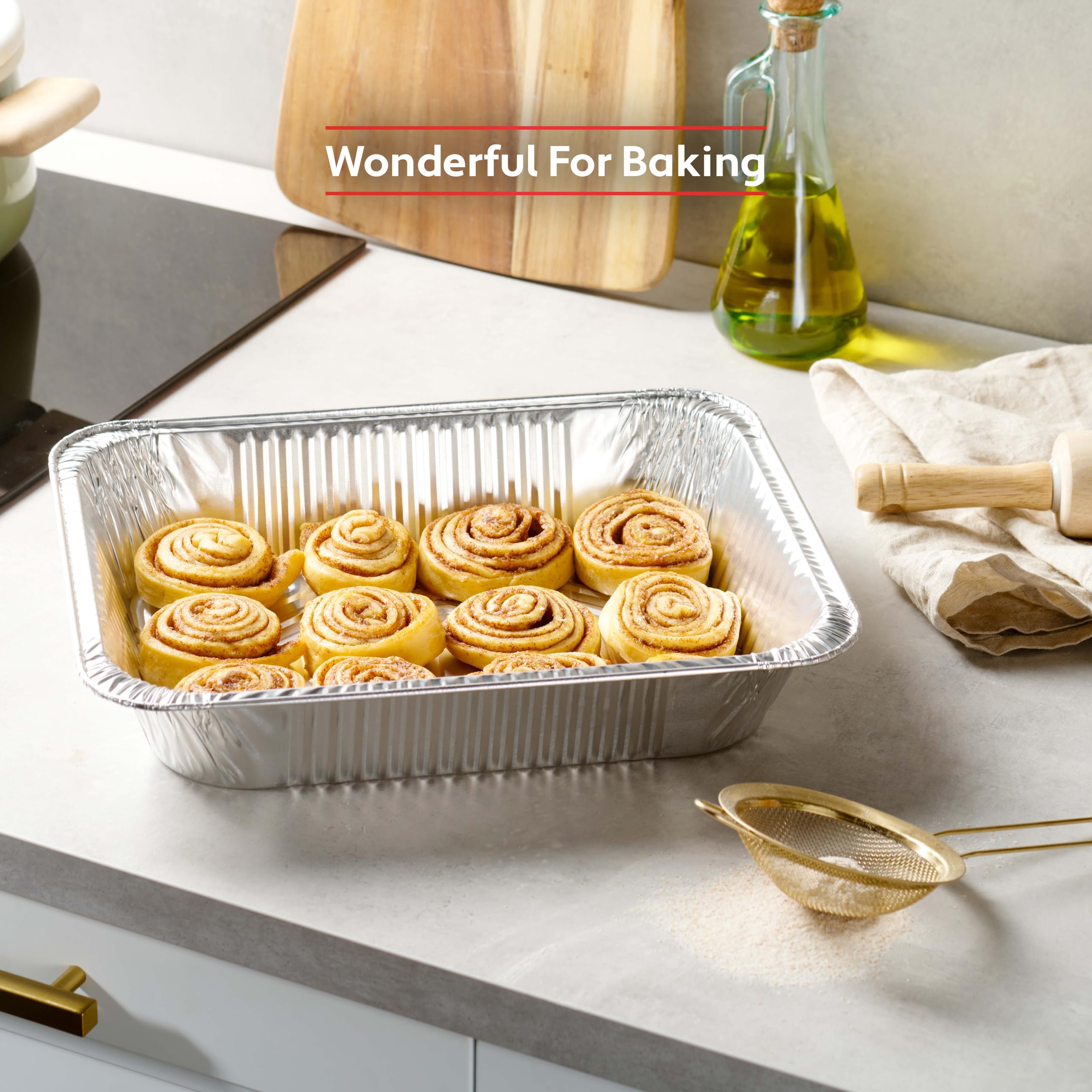 25 Pack Aluminum Pans Disposable 9x13 Baking Pan Chafing Trays with Lids, Half Size Oven Steam Table Tin Foil Pans with Covers, Extra Heavy Duty Foil Pans for Heating, Roasting, Cooking, Storing Food