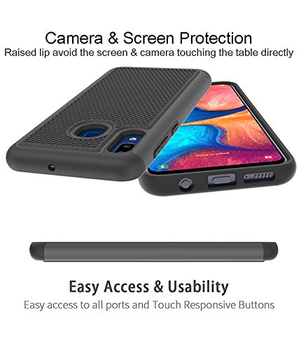 Dahkoiz for Samsung Galaxy A20/A30 Case with Tempered Glass Screen Protector, Dual Layer Drop Protection Cover Protective Phone Case for Samsung Galaxy A20/A30, Black