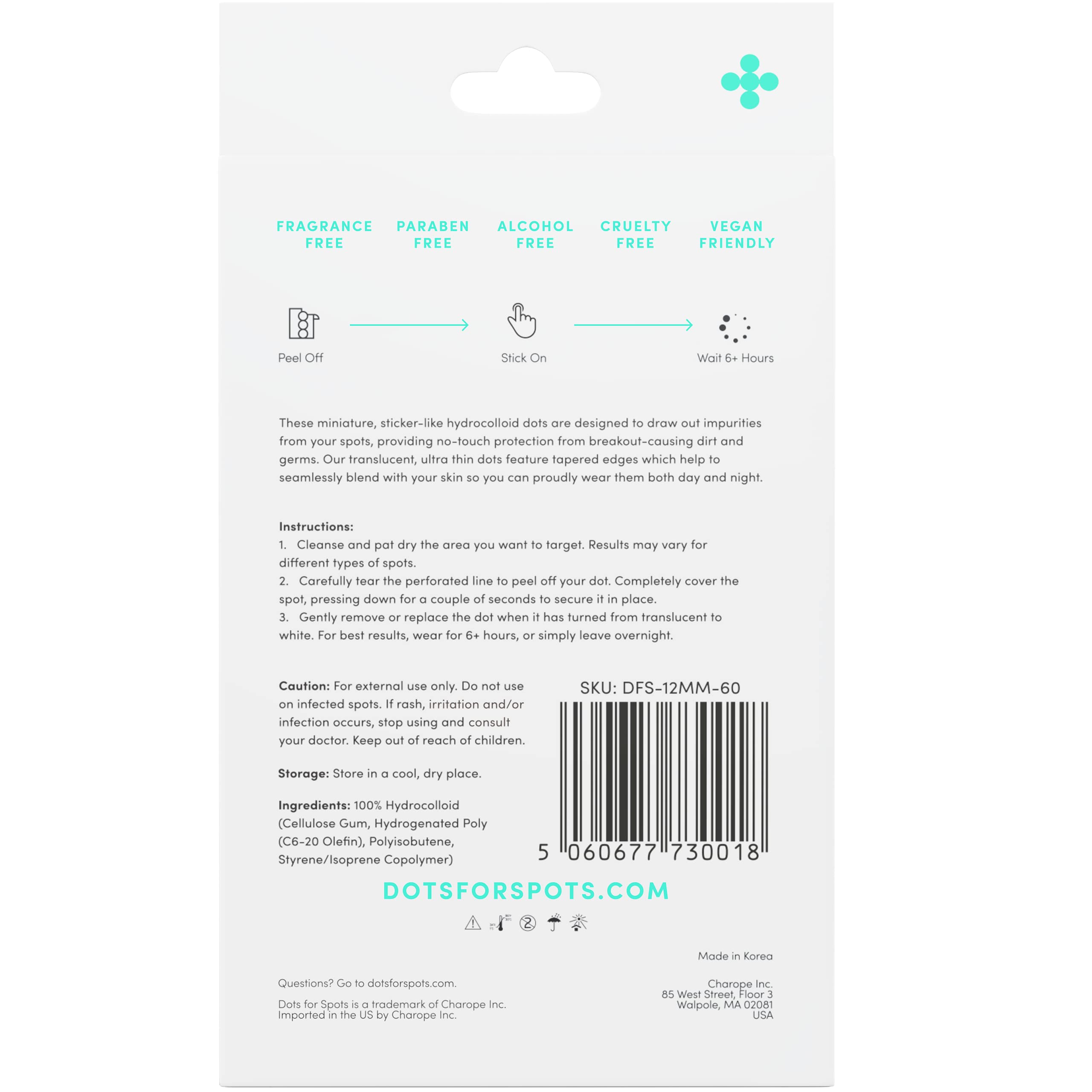 Dots for Spots Pimple Patches - Fast Acting Translucent Hydrocolloid Zit Treatment Stickers for Face - Blemish Patch for Women, Men & Teenagers - Made in Korea (60 count)