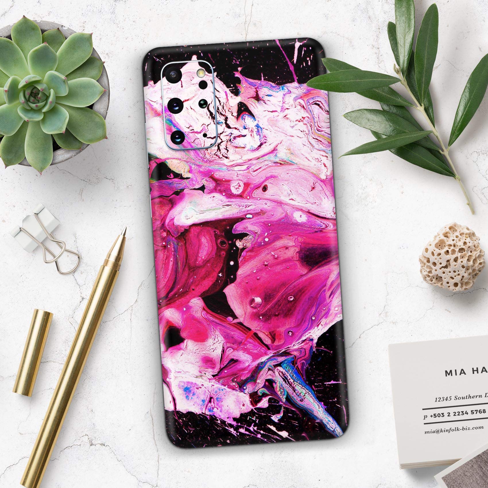 DesignSkinz Liquid Abstract Paint V5 Protective Vinyl Decal Wrap Skin Cover Compatible with The Samsung Galaxy S20 (Screen Trim & Back Glass Skin)
