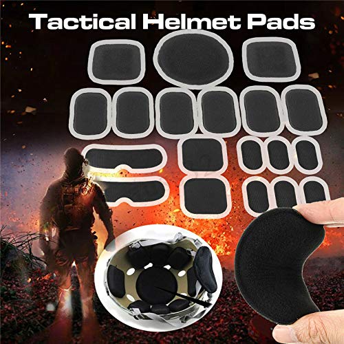 19pcs Helmet Padding Set, Universal Airsoft Helmet Pad Replacement Foam Padding Kit EVA Motorcycle Helmet Protective Cushion Pad Tactical Accessories Mat for Bicycle Bike CS ACH FMA USMC PASGT, Black