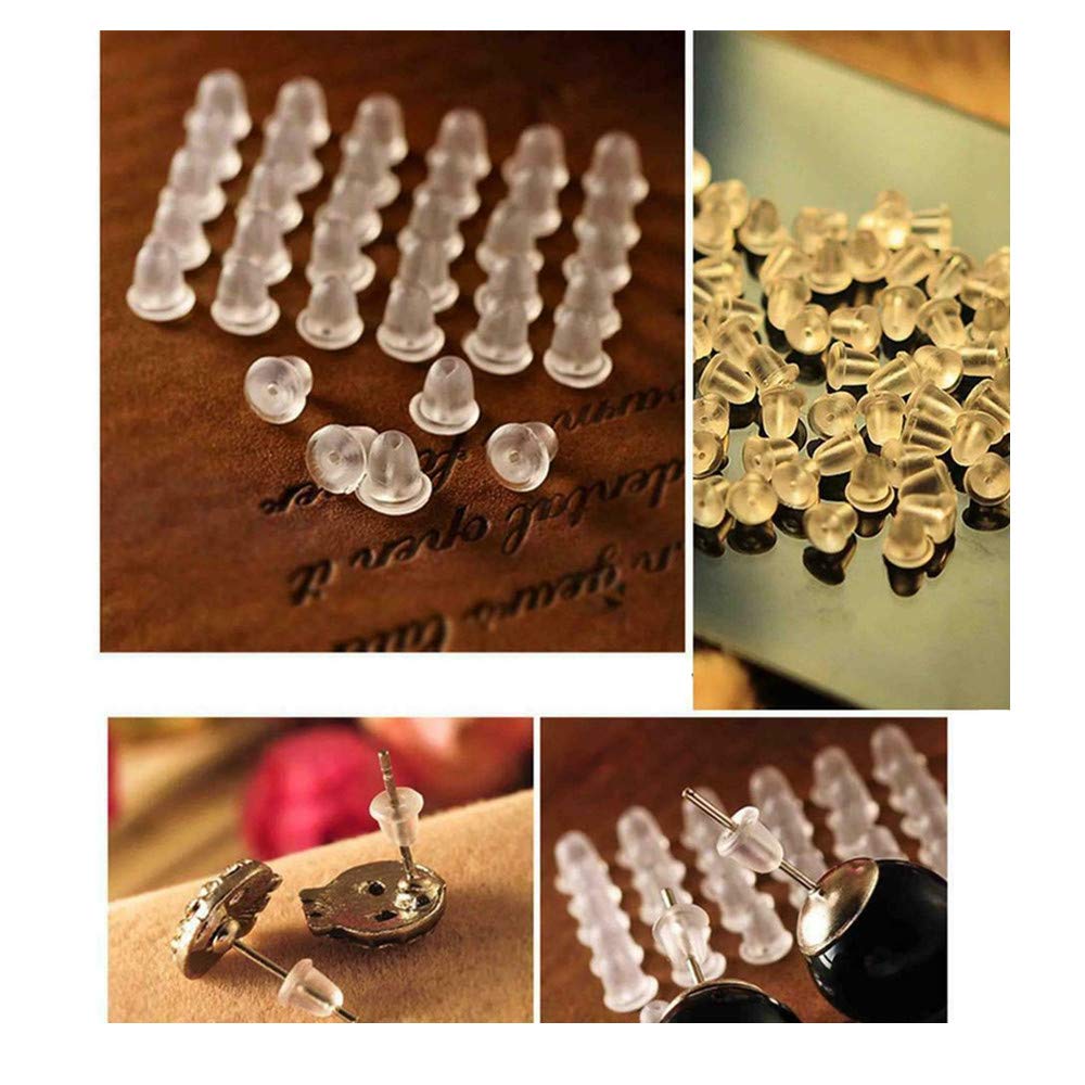 220Pcs Earring Backs Replacements, Upgrade Rubber Earring Backing Droopy Ears, Compact Clear Ear Safety Back Pads for Fish Hook Wire Earrings DIY Making- for Women or Baby