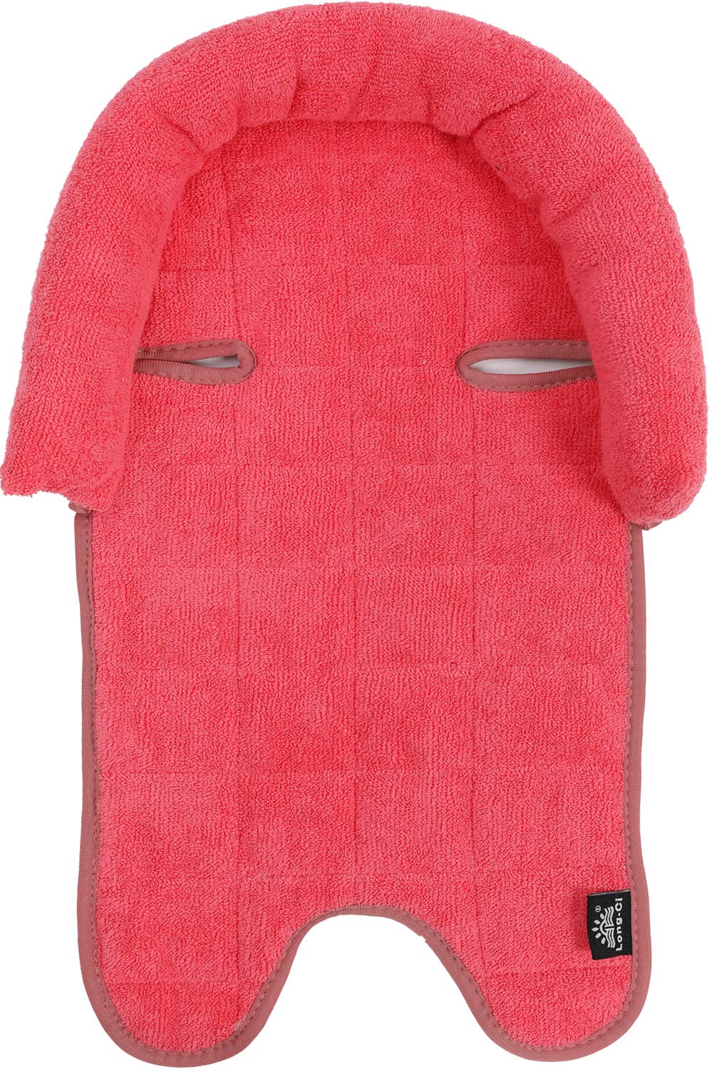 Long-Ci 2-in-1 Baby Insert Cushion Pad with Head Neck Body Support Pillow in Plush Terry for Newborn (Red Beige)