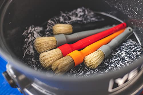Detail Factory Boar Hair Detailing Brush Large, Comfortable Grip and Heavy-Duty Scrubbing for Interior, Exterior, Engine Bay, Wheels, Exhaust Tips, Textured Plastic