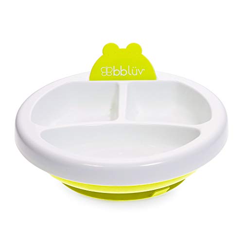 bblüv - Platö - Warming Feeding Plate - 3 Compartments with Suction Base for Baby to Toddler (Lime) - BPA and Phthalate Free