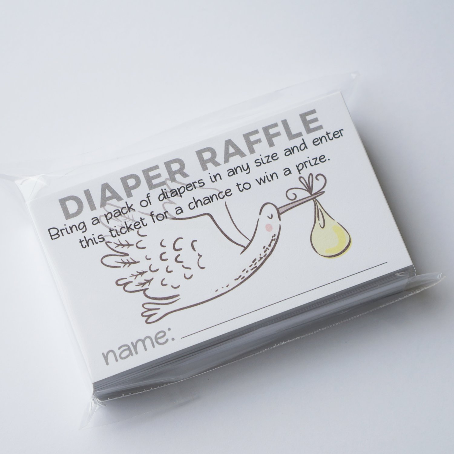 Diaper Raffle Tickets - Insert Cards for Baby Shower - Card Size 3.5 X 2 Inches - Pack of 50