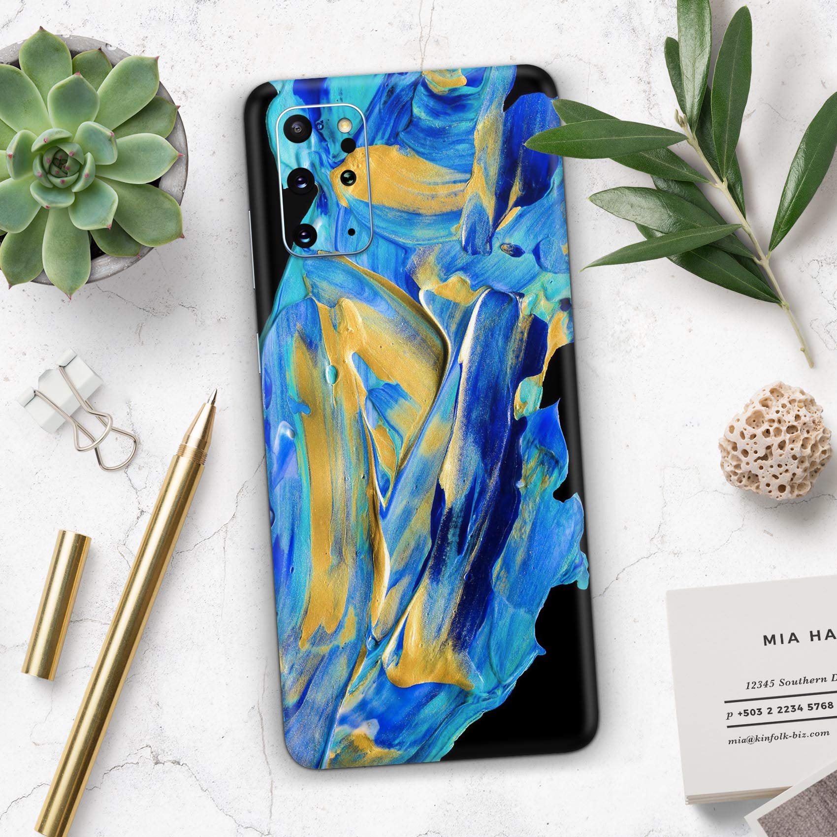 DesignSkinz Liquid Abstract Paint V65 Protective Vinyl Decal Wrap Skin Cover Compatible with The Samsung Galaxy S20 (Screen Trim & Back Glass Skin)