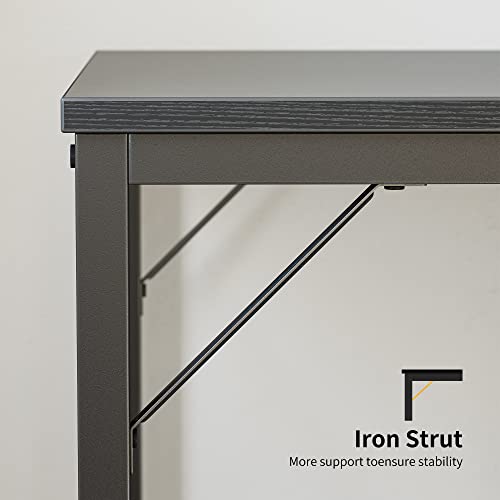 CubiCubi Computer Home Office Desk, 47 Inch Small Desk Study Writing Table with Storage Shelves, Modern Simple PC Desk with Splice Board, Black Brown Finish