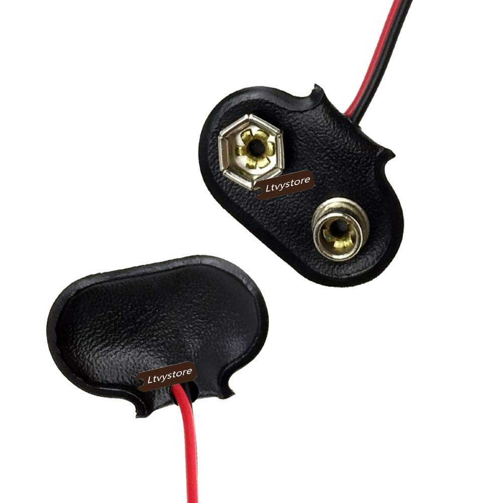 Ltvystore 9V Battery Snap with Alligator Clips, 20Pcs 9 Volts Battery Clip to Dual Alligator Clip Adapter Cable 7.17Inch