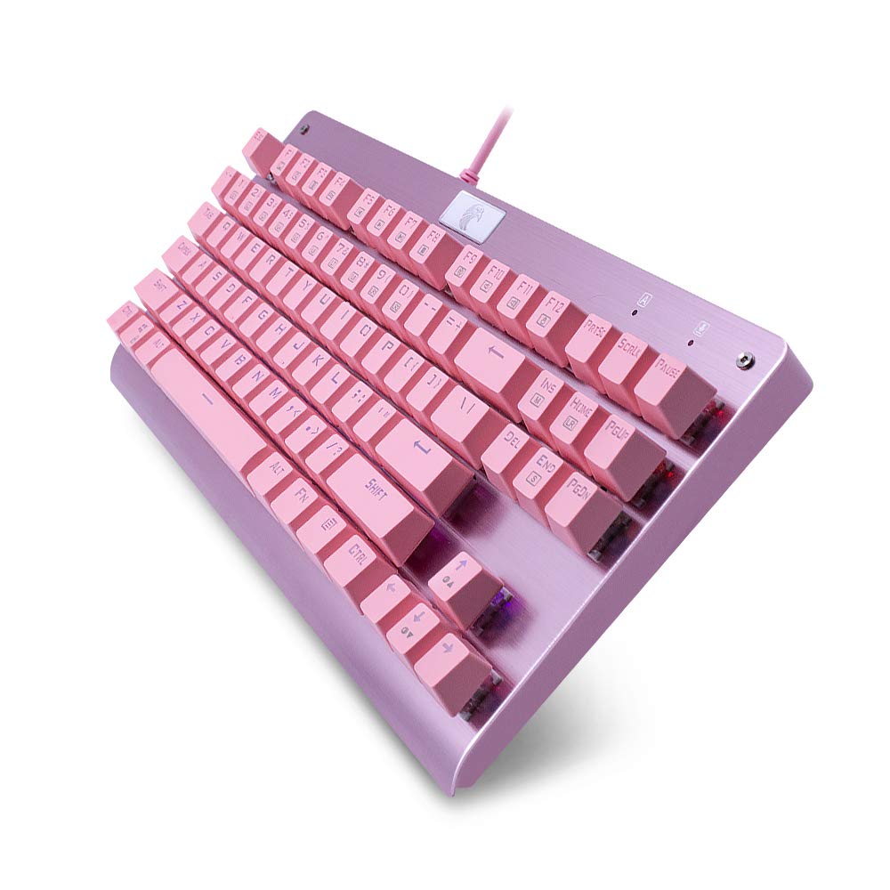 Granvela E-yooso Pink Z-77 Mechanical Keyboard | Aluminium Panel |Tactile Brown Switches | Rainbow LED Backlit | N-Key Rollover | 87-Key Tenkeyless | Hot Swappable