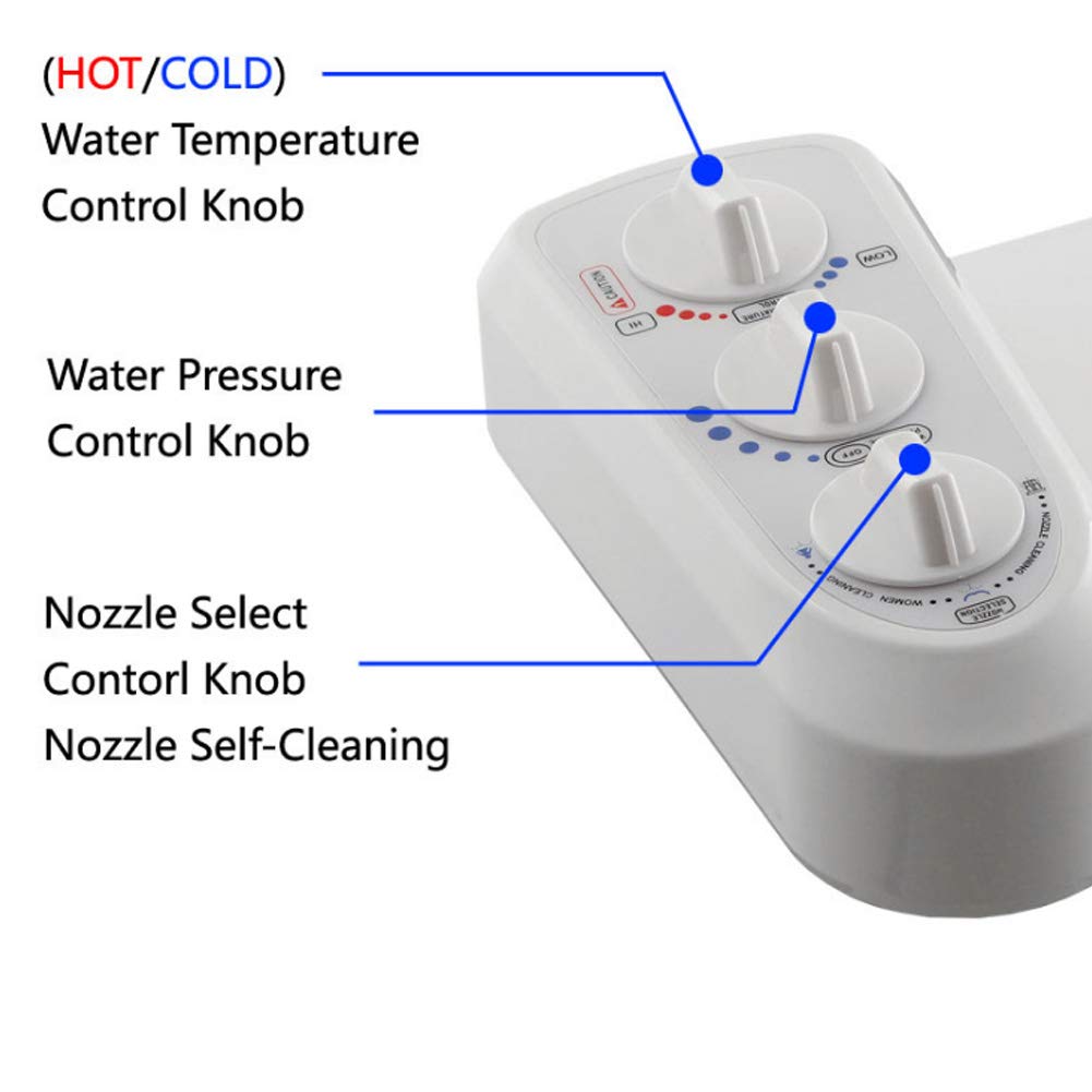 3/8 Thread Bidet Attachment, Hot and Cold Water Double Nozzle Toilet Bidet Sprayer EU Standard