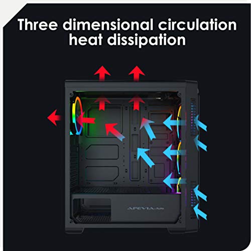 Apevia Aura-S-PK Mid Tower Gaming Case with 2 x Full-Size Tempered Glass Panel, Top USB3.0/USB2.0/Audio Ports, 4 x RGB Fans, Pink Frame